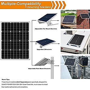 SUNER POWER 50 Watts Mono Crystalline 12V Solar Panel Kits - Waterproof 50W Solar Panel + Upgraded 10A Solar Charge Controller + 3-PCS SAE Cable Adapters for Car RV Marine Boat Trailer Off Grid System