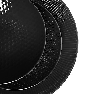 afcevnlb Black Dinnerware Sets 12 pcs Melamine Plates and Bowls Sets Round Dinner Set with Plates, Dishes, Bowls and Serving Platters, Kitchen Dinnerware Sets for 4