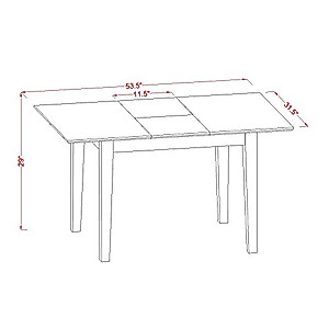 EAST WEST FURNITURE 5Pc Rectangle 42/53.5 inch Dinette Table With 12 In Leaf And Four Parson Chair With Mahogany Leg And Linen Fabric Coffee.