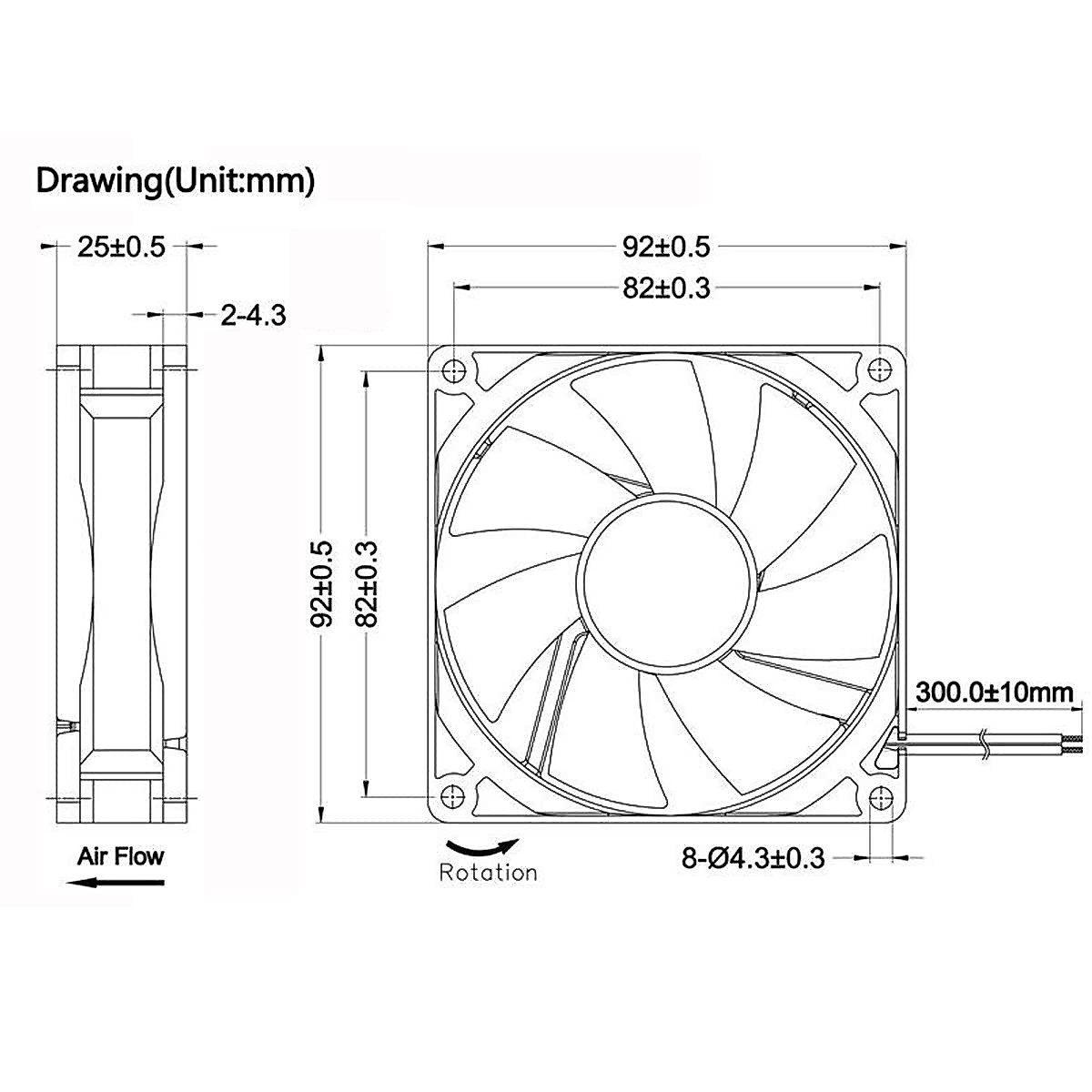 GDSTIME 92mm x 92mm x 25mm 12V Dual Ball Bearings Brushless Cooling Fan