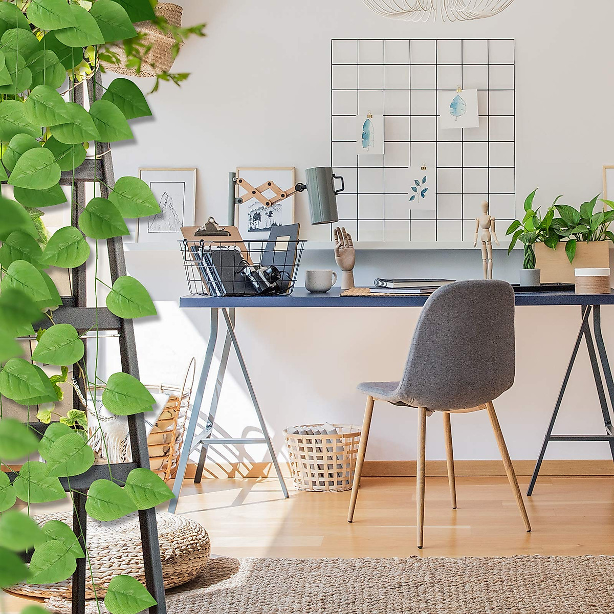 Yatim 94-Ft 12 Pack Artificial Ivy Leaf Garland Plants Vine Hanging Wedding Garland Fake Foliage Flowers Home Kitchen Garden Office Wedding Wall Decor