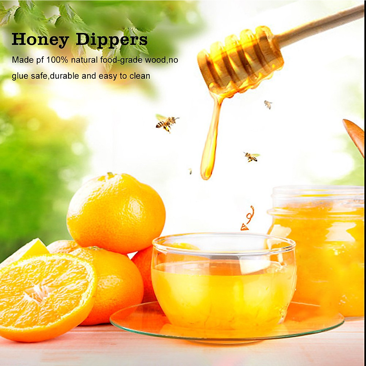 50Pcs/Set Household Mini Wooden Jam Honey Dipper Jar Dispensing Collecting Stirring Rod Stick,Honey Stick Wooden Honey Dipper Sticks,Wood Honey Dipper For Wedding Party (10.5Cm)
