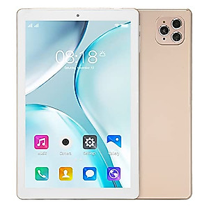 Airshi Office Tablet, Dual Camera 2 Card Slots HD Tablet US Plug 100-240V for Home (Gold)