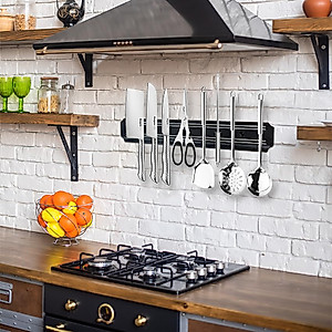 EDSRDUX 8 Inch 2 Pack Black Powerful Magnetic Knife Holder, Kitchen Knife Magnetic Strip Strips, Rust Free Multipurpose Magnetic Knife Rack Use for Kitchen Garage Workshop