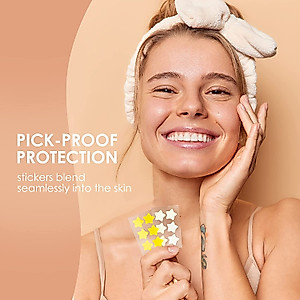 AUSLKA Star Blemish Patch - Hydrocolloid Spot Dots With Mirror 60 Count - Blemishes Patch - Zit Stickers - Cute Star Shape - Green & Yellow - Vegan And Cruelty-Free Skincare