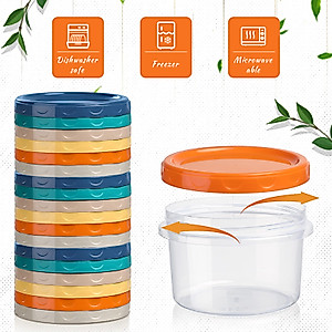 Tioncy 36 Pack Texture Freezer Storage Containers with Lids Reusable Twist Top Plastic Food Containers Round Wide Mouth Lunch Jars Freezer Deli Containers (8 oz)