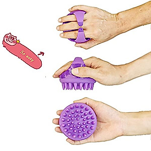 THKUTRUST Pet Brush, For Grooming,Shedding hair, Bathing, and Massaging .Non-Toxic, Easy to Clean, Round-Shaped (Purple)