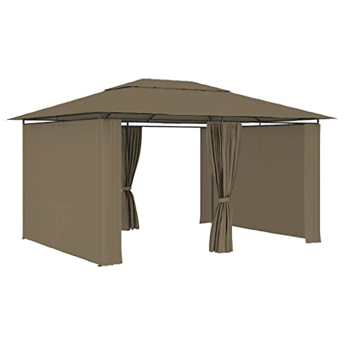 Garden Marquee with Curtains,Outdoor Gazebo, Hardtop Gazebo,Backyard Gazebo,Patio Gazebo,Grill Gazebo,for Barbeque, Patio, Deck,Garden Party,Markets,13.1'x9.8' Taupe 0.6 oz/ft²