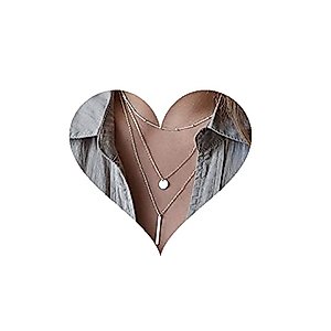 fxmimior Multilayer Necklace 3 Tier Pendant Long Chain Women Accessories(silver)
