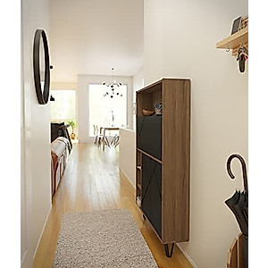 Nexera 611057 Slim Bar Cabinet, Secretary Bookcase Desk with Storage