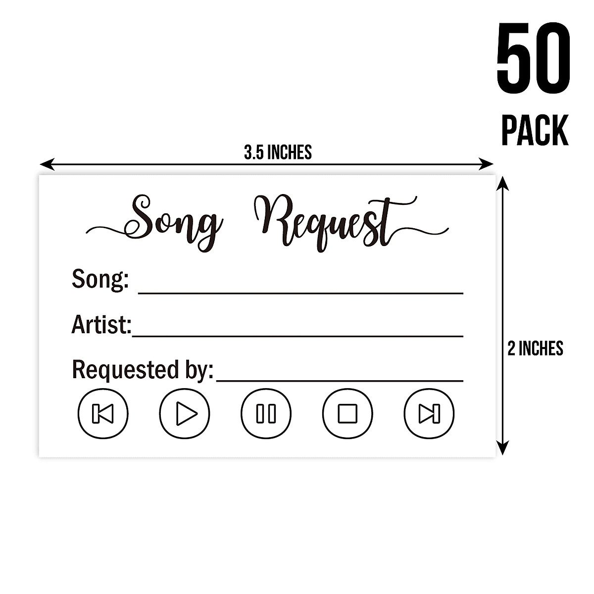 TENTADO 50 Song Request Cards for Wedding DJ, Prom, Party, Response Card, Plain RSVP kit for Wedding, Baby Bridal Shower, Birthday, Invitations, 3.5 X 2 inches