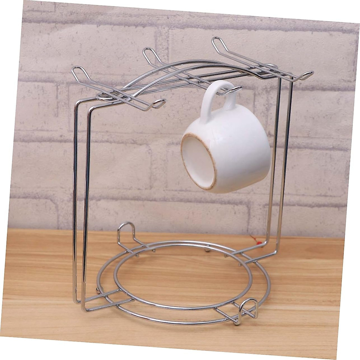 FUNOMOCYA Metal Storage Shelf Cupboard Storage Organiser Mug Holder for Counter Stainless Steel Dish Drying Rack Stainless Steel Cup Rack Hook Office Coffee