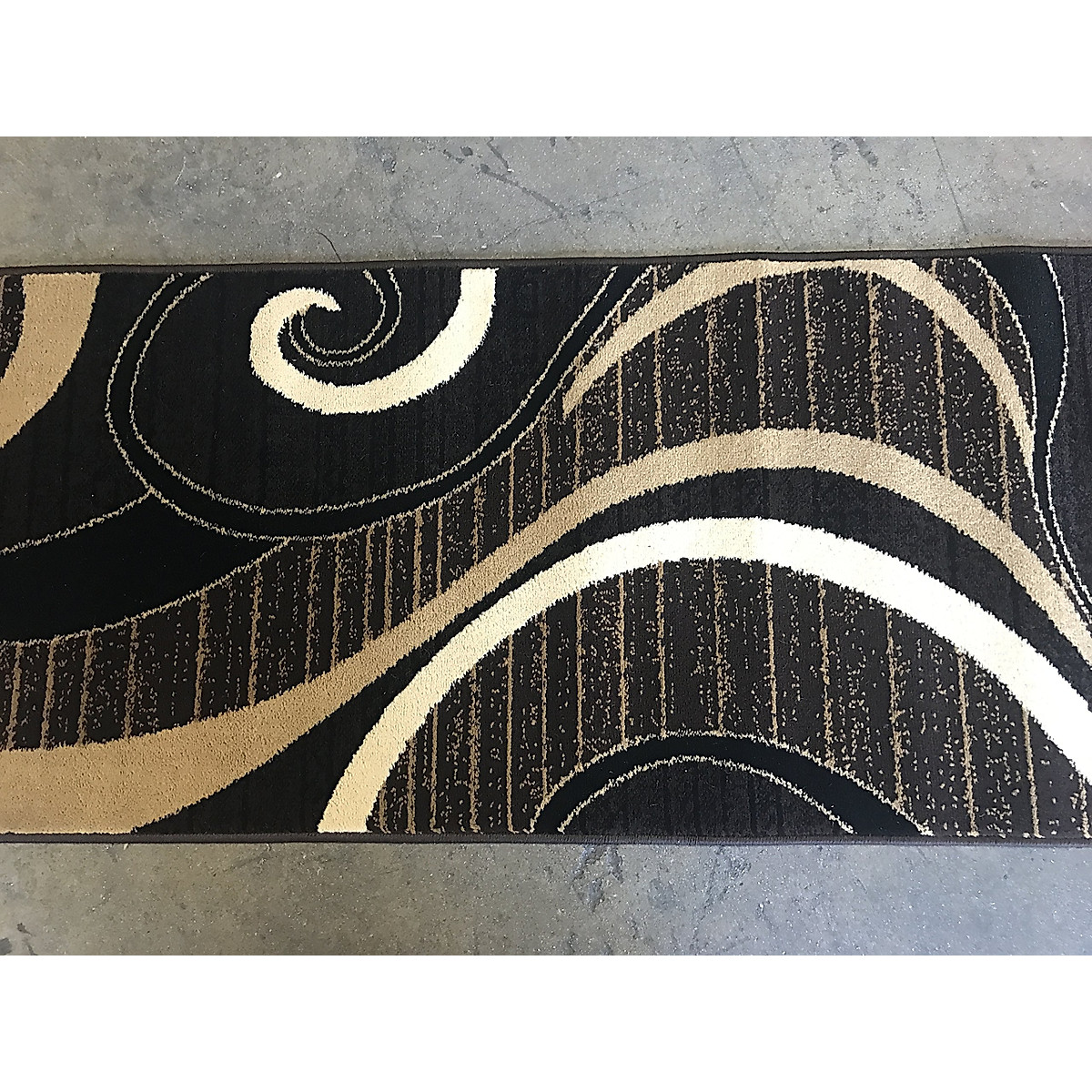 Modern Runner Contemporary Area Rug Dark Brown Black Beige Carpet King Design 344 (2 Feet X 7 Feet 3 Inch )