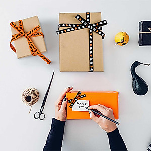 2 Rolls 20 Yards Halloween Ribbon 3/8 inch, Orange and Black Ribbon Bat Ghost Pumpkin Ribbon Halloween Ribbons for Crafts, Gift Wrapping, Bows Making, Halloween Party Decoration (Halloween)