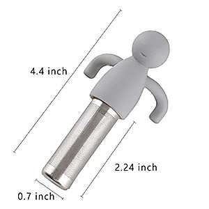 Leden Tea Infuser for Loose Leaf Tea Cute Tea Strainer Ball Stainless Steel Extra Fine Mesh Tea Steeper Filter for Cup Mug Silicone Handle Grey