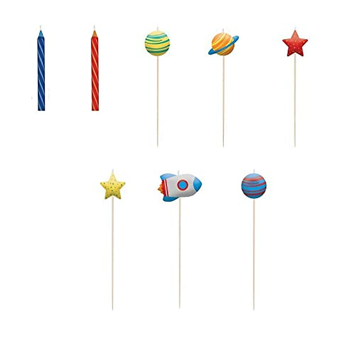 Blast Off Birthday Candle Mix - Multicolor, 8 Pcs