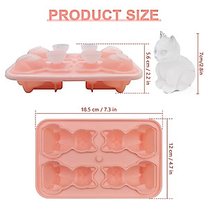 3D Cat Ice Cube Mold Silicone Large Ice Cube Tray with Lid for Cocktail Whiskey Bourbon, Fun Shapes Ice Cube Trays for Freezer, Big Ice Molds Cute Cat Gifts for Women Cat Lovers