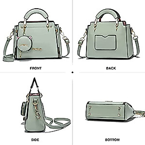 BUKATY Women's Fashion Wallets and Handbags Women Leather Top Handle Satchel Shoulder Bag Small Tote (green)