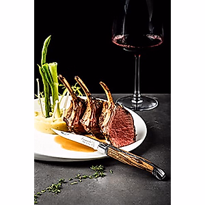 Laguiole Style de Vie pocket knife with sharpening steel, leather pouch and giftbox, zebranowood