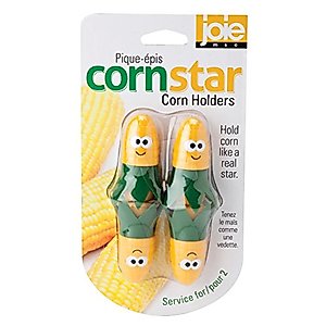Joie Corn Star Interlocking Corn on the Cob Holders, 2 pairs (4 corn picks), Yellow
