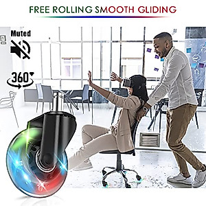 Gaming Chair Wheels - 2.5 inch Heavy Duty Caster Wheels(2200lbs),Mute Rolling Desk Chair Wheels Replacement (Set of 5)-Rubber Office Chair Wheels for Carpet, Wood Floors,Hardwood Floors