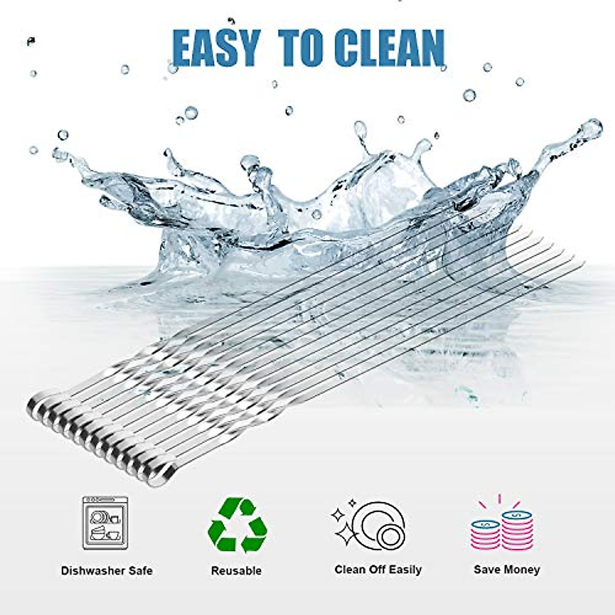 Metal Skewers For Kabobs - 17 inch BBQ Skewers For Grilling, 24 Pack Shish Kabob Skewers, Flat Stainless Steel Barbecue Skewers Grill Stick Set for Grilling Meat, Chicken, Shrimp, Fruit, Vegetables