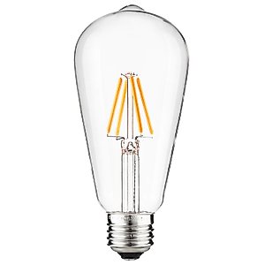 Sunlite LED ST19 Filament Style Edison Light Bulb, 4.5 Watts (40W Equivalent), 400 Lumens, Medium Base (E26), Dimmable, UL Listed, 2700K Soft White, 1 Pack