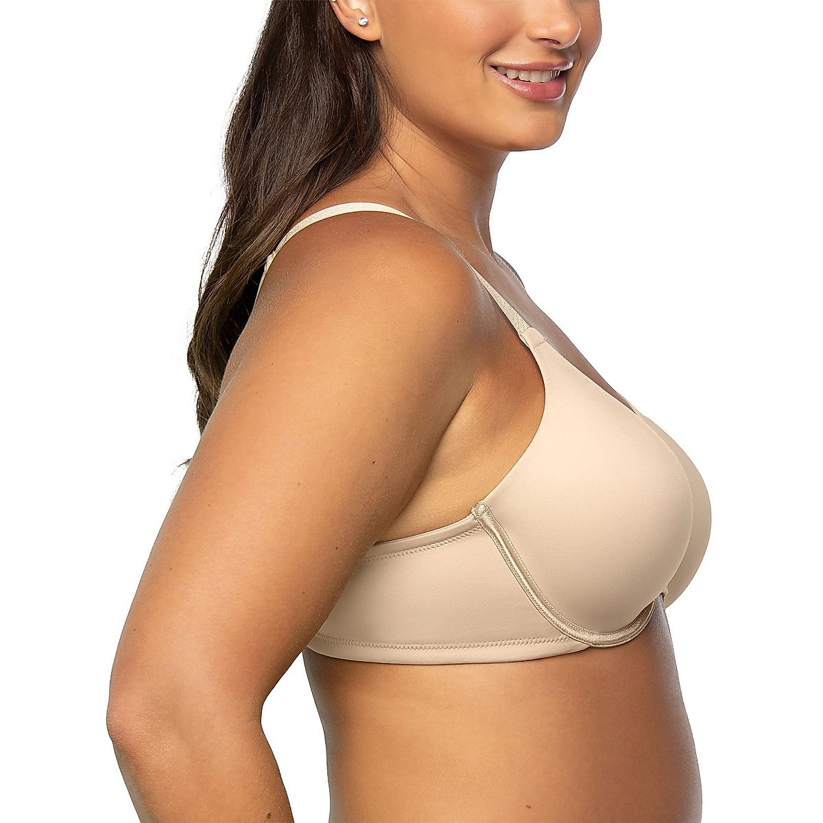 Vanity Fair Womens Full Figure Beauty Back Smoothing Bra, 4-way Stretch Fabric, Lightly Lined Cups Up To H Bra, Underwire - Beige, 38D US
