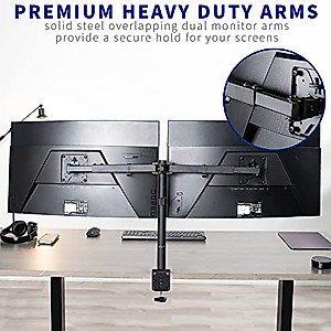VIVO Premium Dual Ultra Wide LCD LED 27 to 38 inch Monitor Desk Mount, Heavy Duty, Adjustable Telescoping Arms, Flush Wall Setup, Fits 2 Screens, Black, STAND-TS38C