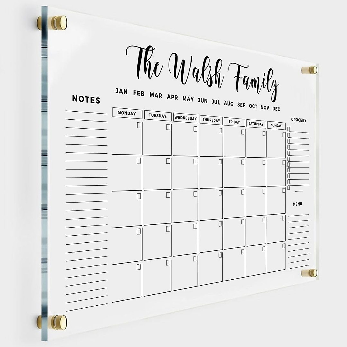 Personalized Gold Text Acrylic Wall Calendar - Personalized Calendar 2024, Planner Family Calendar, 2024 Calendar Monthly and Weekly Board, New Home …