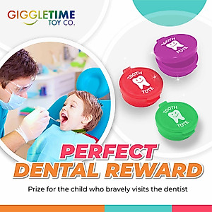 Giggle Time Round Tooth Holder for Baby Teeth 1.5 inches, Tooth Containers for Kids at School, Tooth Keeper, Vibrant Colors, Tooth Fairy Kit - Dental Bags, Piñata Stuffers, School Prizes - (36) Pcs