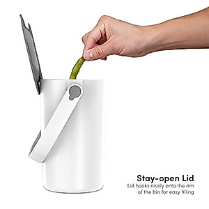 QUALIAZERO Multi-Purpose Countertop Compost Bin | 4L / 1 Gal ABS Plastic Slim Shape | Trash Can with Gray Lid | (4L / 1 Gal, Gray)