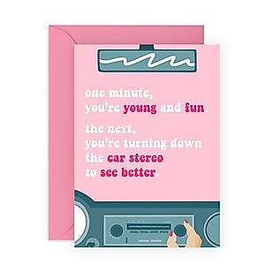CENTRAL 23 Aunt Birthday Card - One Minute You're Young And Fun - Cheeky Greeting Cards For Mom Wife Best Friends Sister - Funny Gifts For Women - Retirement Card - Comes With Stickers