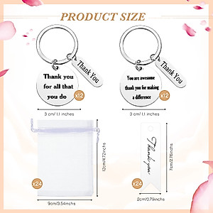 Yinkin 72 Pcs Employee Appreciation Gift Bulk for Employee Thank You Gifts Keychains with Bags for Teacher Graduation(Silver)