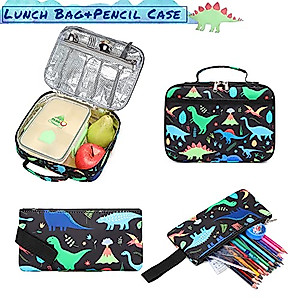 Dinosaur Backpack for Kids Boys Preschool Backpack Kindergarten School Bookbag with Lunch Box Pencil Case (Dinosaur)