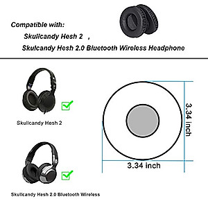 HESH2.0 Replacement Earpads Ear Cushions Compatible with Skullcandy Hesh& Hesh2& HESH1.0 Wireless Over-Ear Headphones(Black)