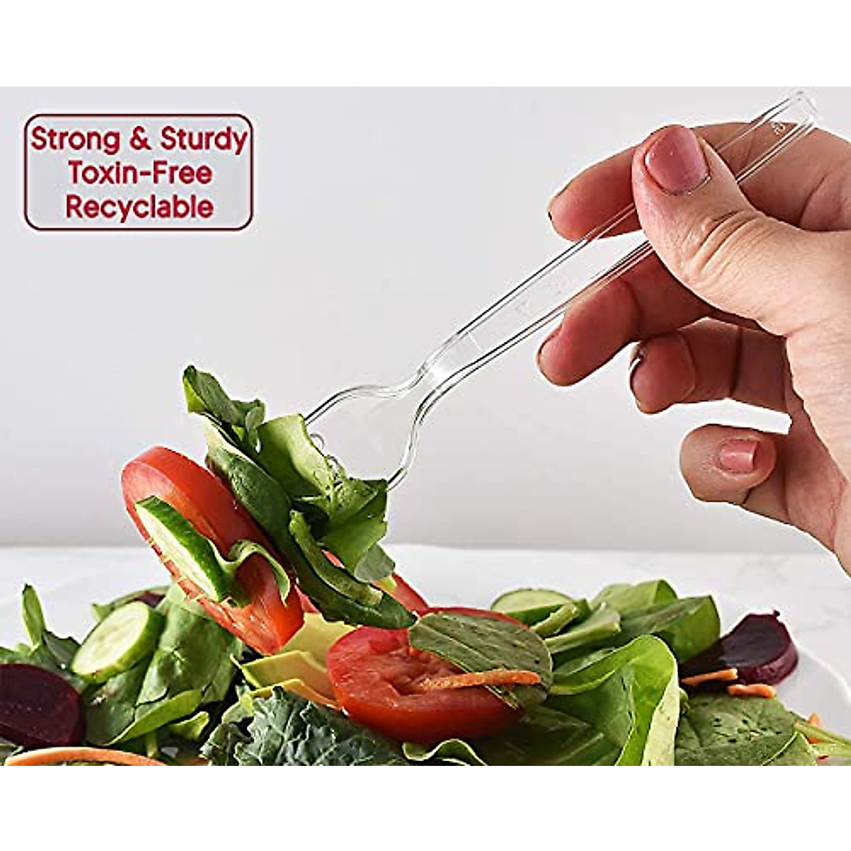 Lonezo [150 Count] Plastic Forks Clear Forks Plastic Disposable Shatter Resistant Disposable Forks Eco Friendly Plastic Forks Heavy Duty Plastic Utensils