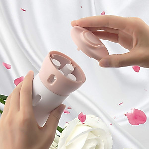 2 Pack Travel Dispenser, CHIVENIDO 4 in 1 Lotion Shampoo Gel Travel Dispenser Shower Bottles Refillable Travel Bottles (Pink+Gray)