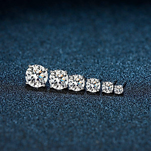 18K Gold Plated Sterling Silver Cubic Zirconia Stud Earrings for Women Men, Simulated Diamond CZ Studs Hypoallergenic Jewelry (8mm, 18K White Gold Plated Sterling Silver - Silver)