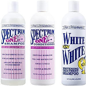 Chris Christensen Shampoo & Conditioner 16 oz Bundle - Spectrum One Shampoo + Spectrum One Conditioner + White on White Shampoo, Groom Like a Professional, Made in USA