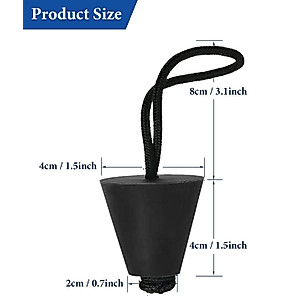 4 Packs Universal Kayak Scupper Plug Kit Silicone Scupper Plugs Drain Holes Stopper Bung with Lanyard for Native Kayaks Hobie Kayaks Wilderness Systems Kayaks Perception Kayaks and More, Black