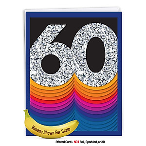 The Best Card Company - 60th Jumbo Birthday Greeting Card (8.5 x 11 Inch) - 60 Years Old Celebration (Not 3D or Layered) - Bold Milestones 60 J6110DMBG