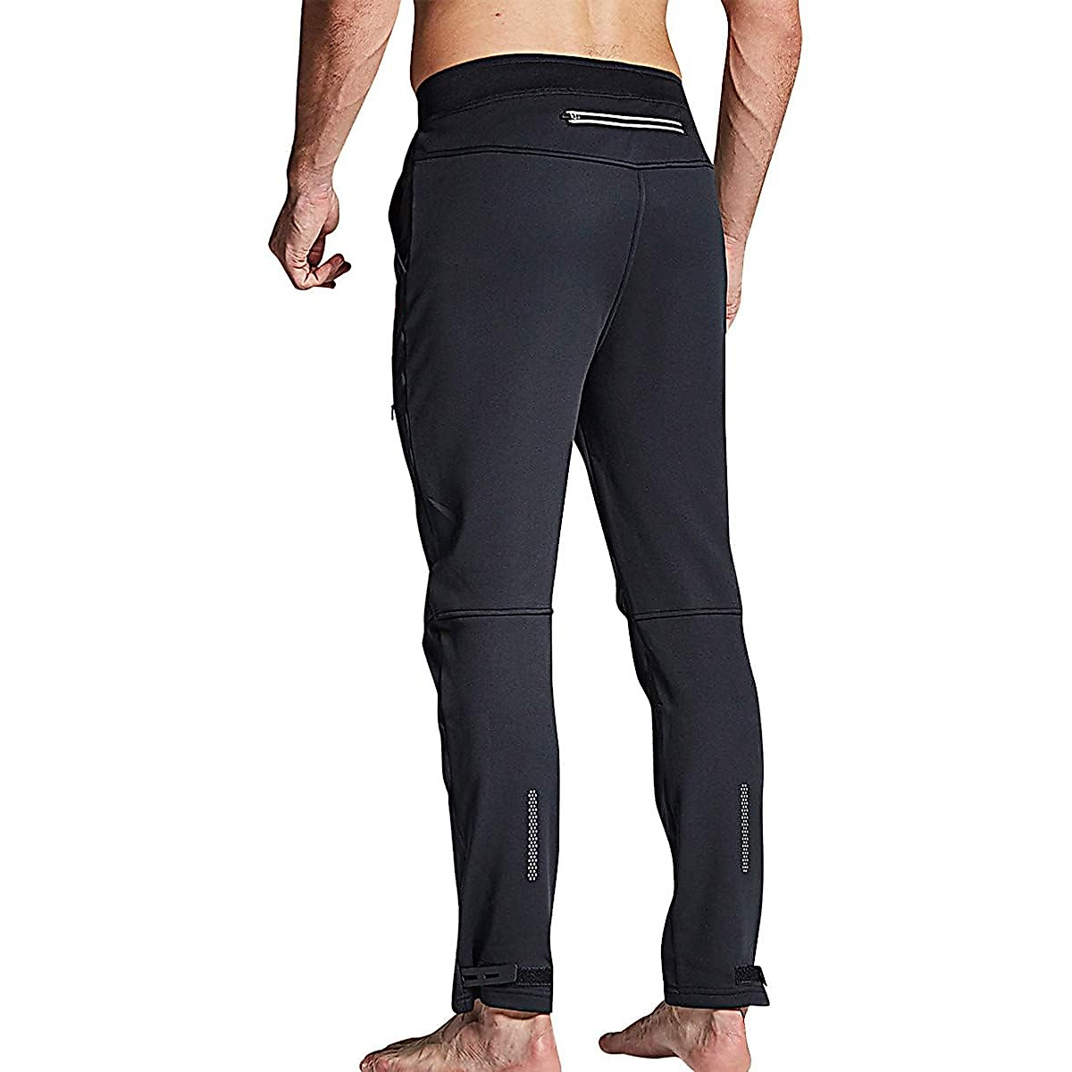 Souke Sports Men's Winter Cycling Pants, Windproof Fleece Thermal Bike Pants, Breathable Athletic Sweatpants for Running (Black, XLarge)