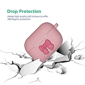 Case for AirPods 3 Case Cover with Bow Pearl Wrist Keychain, Cute Bowknot Protective Silicone Skin for Women Girl Teens with Apple 2021 Latest AirPod 3rd Generation Charging Case (Pink)