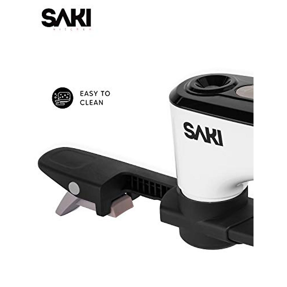 SAKI Automatic Pot Stirrer for Cooking, with 2 speeds, Adjustable, Hands Free, BPA free, Cordless and Rechargeable (2021 Updated Battery)