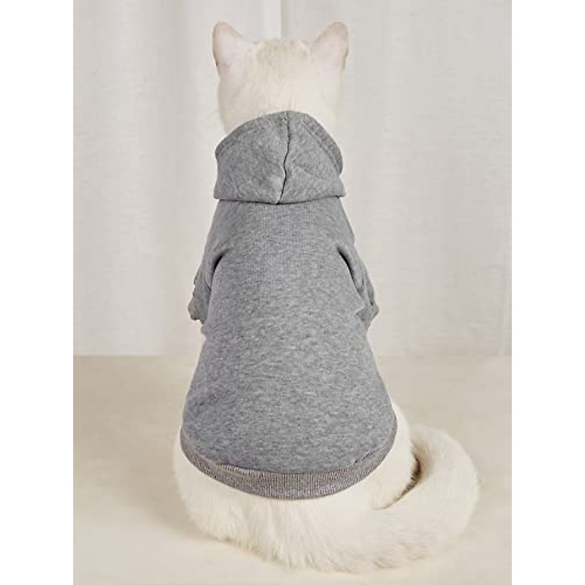 QWINEE Basic Dog Hoodie, Dog Warm Jacket, Cat Apparel, Dog Shirt, Dog Clothes for Puppy Kitten Small Medium Dogs Cats Light Grey X-Large