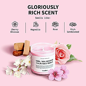 Ryan Porter Calm The F Down Candles - 100% Natural & Vegan - Made of Hand-Poured Soy Wax & Cotton Wick - Smells Cherry Blossom, Magnolia & More - Decor Glass Candles - No Parabens, Phthalates, Lead