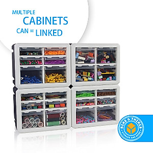 Bins & Things Mini Desk Craft Organizer 6 Small Drawers with Removable Dividers, Arts & Crafts Parts, Teacher Toolbox Organizer, Sewing Craft Cabinet, Hardware Organizers (9.25 x 5.5 x 7.75)