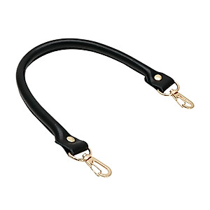 Semetall Black Purse Straps Replacement 2 Pack 40cm/15.7" Total Length PU Leather Handbag Handles Black Leather Purse Handles with Metal Button