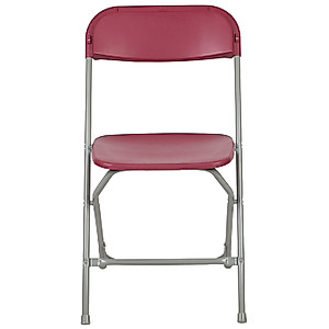 EMMA + OLIVER Set of 2 Plastic Folding Chairs - 650 LB Weight Capacity Lightweight Stackable Folding Chair in Red